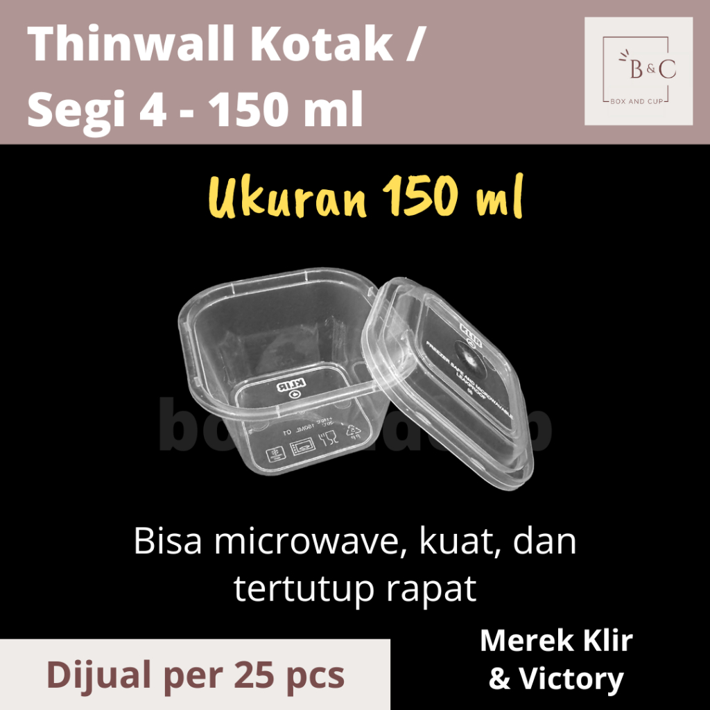 Jual Thinwall Square / Kotak Makanan Plastik Persegi 4 Kecil / Tempat ...