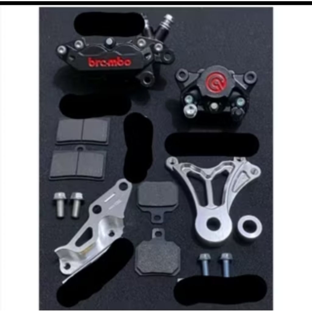 Jual PAKET MURAH KALIPER SET BREKET SATRIA HIU TAK 300 MM BIGPOT 4 PISTON 2 PISTON BIG LOGO 4P ...