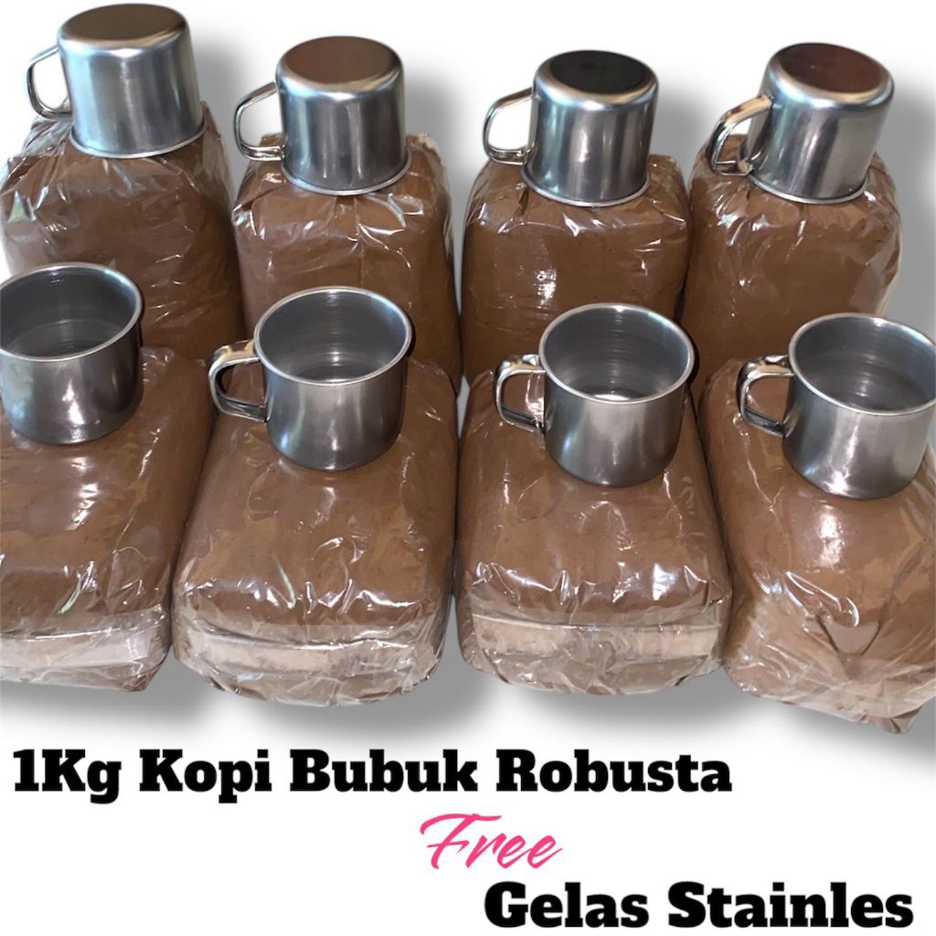 Jual Kopi Bubuk Robusta 1Kg Gratis Gelas Stainles Promo Hemat Harga ...