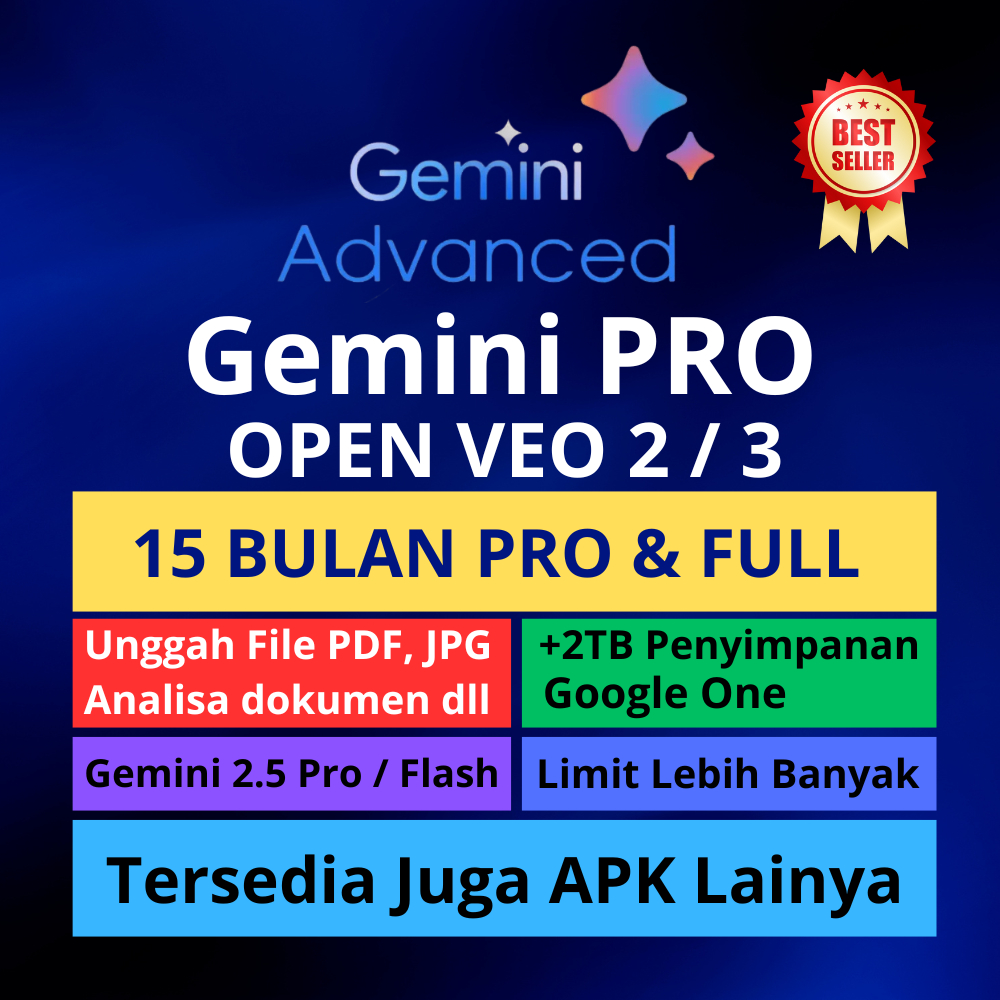 Jual GEMINI AI PRO 15 BULAN | 1 TAHUN | GDRIVE 2TB | VEO 3 | PRIVATE BUKAN SHARING BERGARANSI ...
