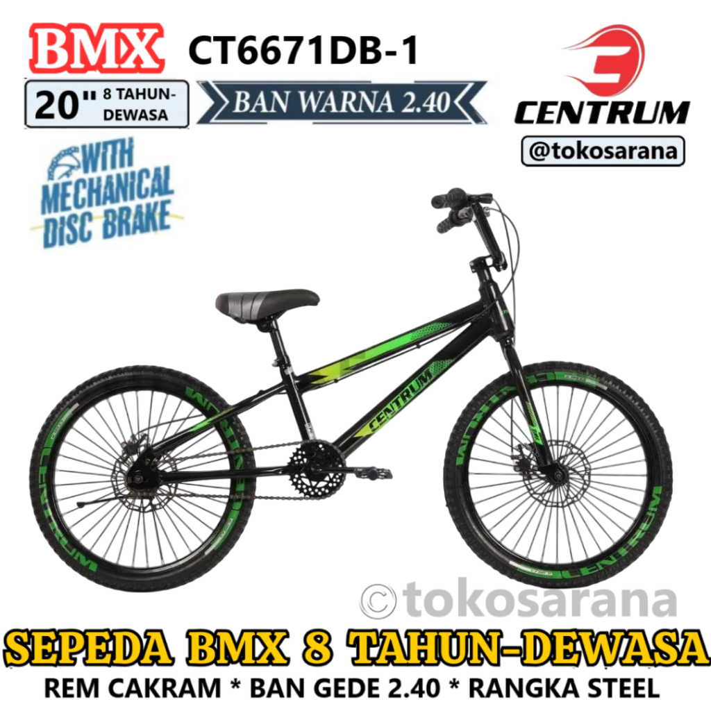 Jual Sepeda BMX Centrum CT6671DB-1 BMX 20 Inci x 2.40 Anak 8 Tahun ...