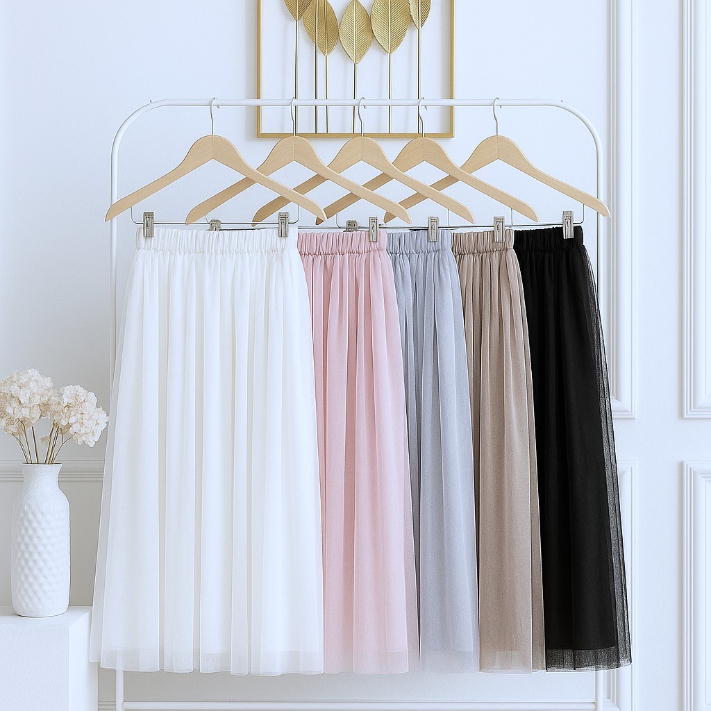 Jual Yesaya - Rok Panjang Tutu Tulle Polos – High Waist Pinggang Karet ...