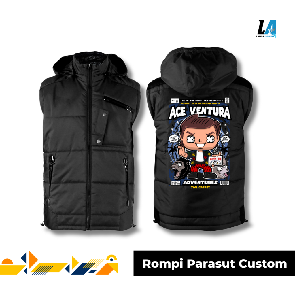 Jual Rompi Parasut Custom Rompi Motor Desain Bebas Ace Ventura Sablon ...