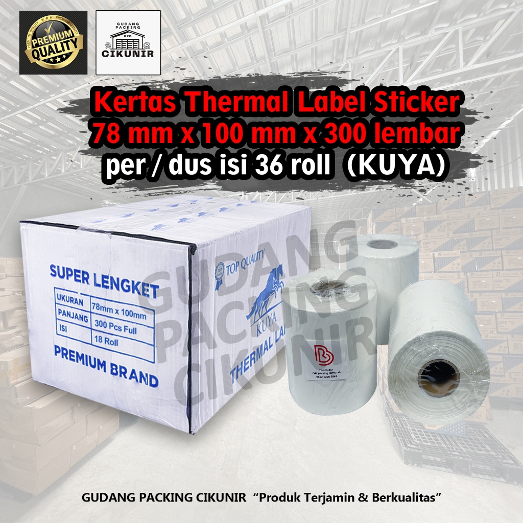 Jual Kertas Thermal Kuya 78mm x 100mm 300 Lembar 1 DUS isi 36 Roll ...