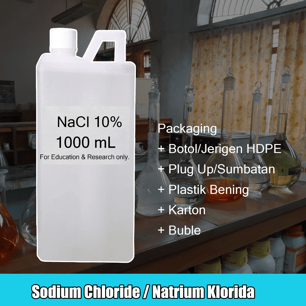 Jual Larutan NaCl 10% / Larutan Natrium Klorida/ Sodium Chloride / Larutan Garam 1000 ml ...