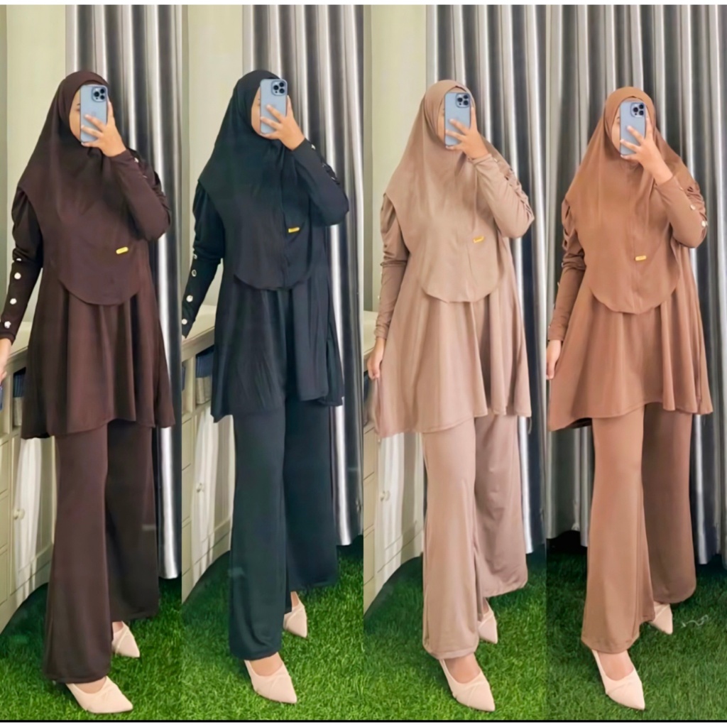Jual CLARA SET TUNIK CUTBRAY FREE HIJAB ONE SET WANITA MUSLIMAH ...
