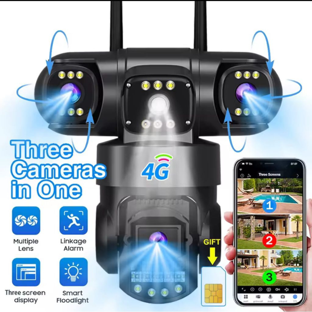 Jual {GARANSI 1 TAHUN} IP CAMERA PTZ OUTDOOR TIGA LENSA/ TIGA LAYAR ...