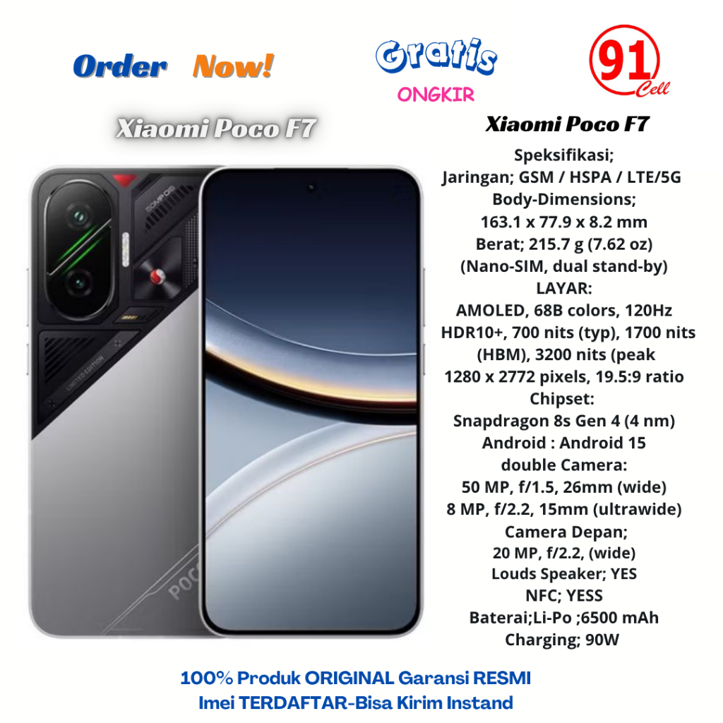 Jual Xiaomi Poco F7 5G Original [Ram12/512gb] Garansi Resmi 1 tahun ...