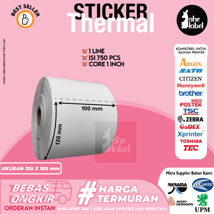 Jual LABEL STICKER DIRECT THERMAL 100 X 120 MM | Shopee Indonesia