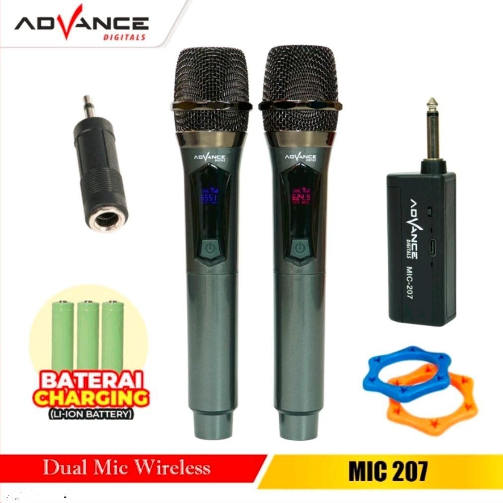 Jual Advance MIC-207 Double Mic Wireless Recharger Mikrofon Bisa ...