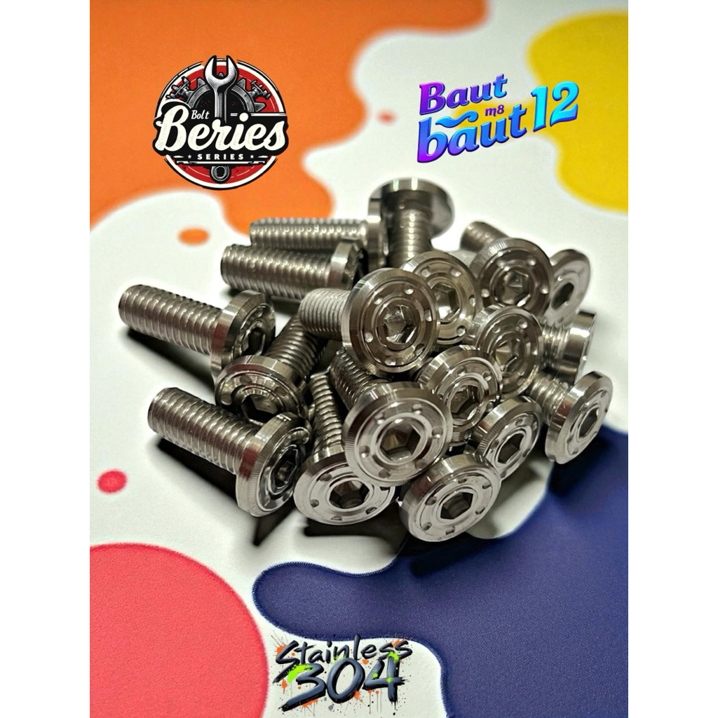 Jual Baut Stainles stel 304 Probolt m8 baut 12 panjang 2cm | Shopee Indonesia