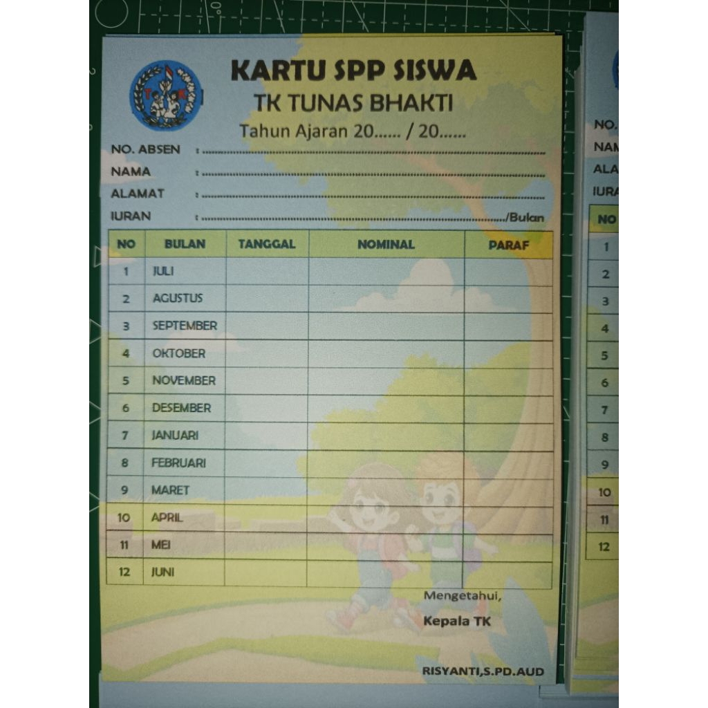 Jual Buku iuran siswa # Kartu Iuran Siswa Custom # Kartu SPP siswa ...