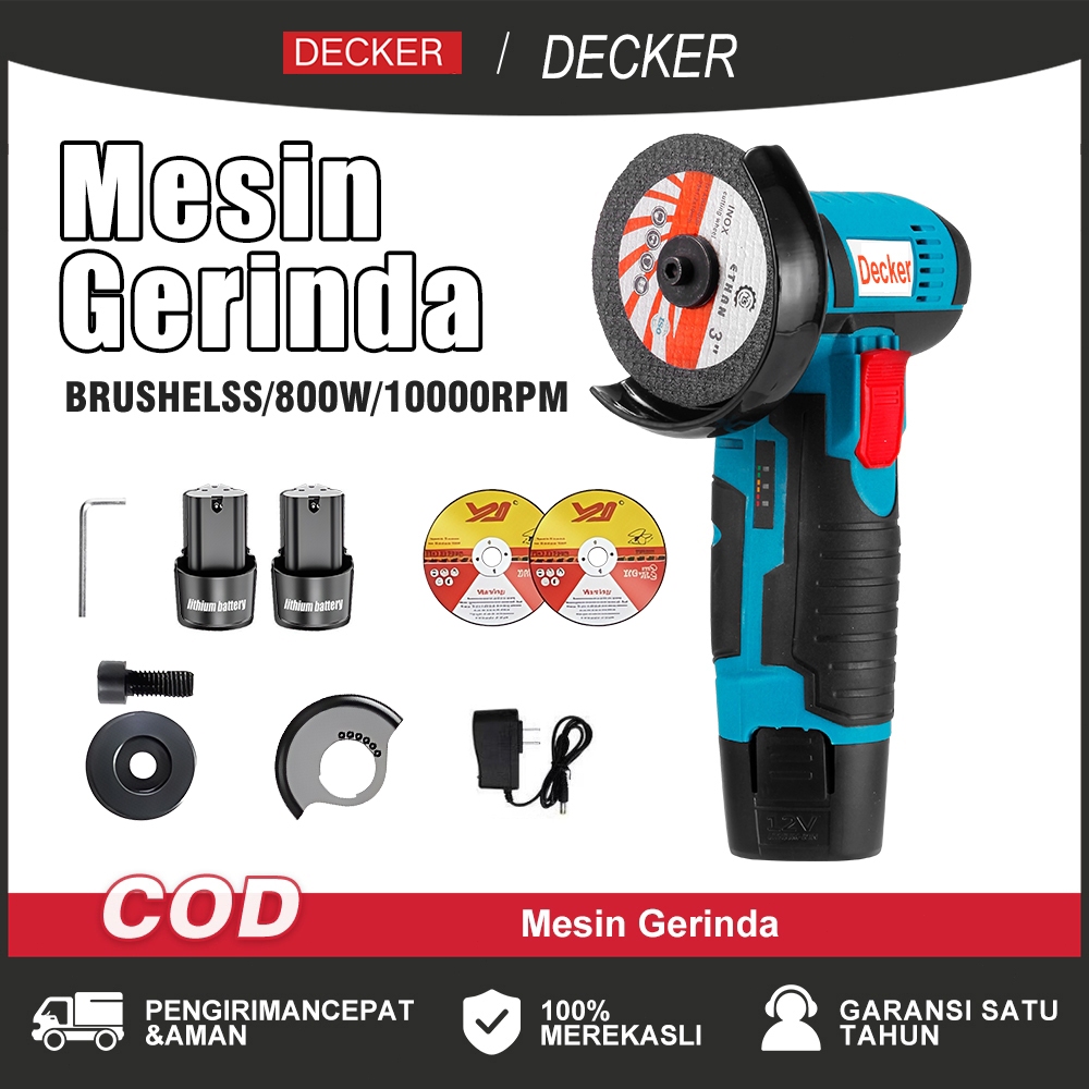 Jual DECKER Angle Grinder Mini Cordless Baterai Brushless 4Inch Gerinda ...