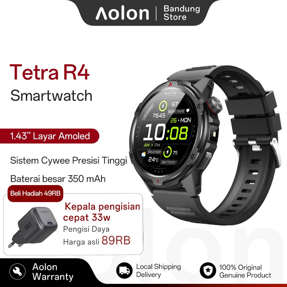 Jual Aolon Tetra R4 Jam tangan pintar Amoled 1.43 inci Kompas yang ...