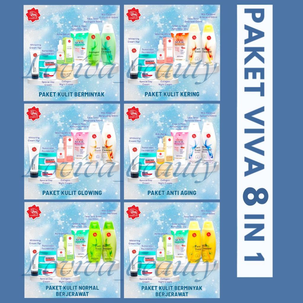 Jual VIVA PAKET (A) 8 in 1 Paket perawatan untuk Kulit Kering / Kulit ...