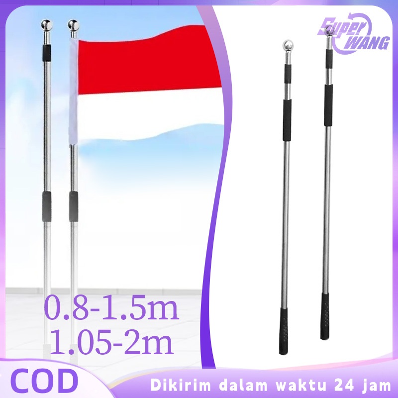 Jual 2m Tiang Bendera Teleskopik Tongkat Tiang Bendera Stainless Flag ...