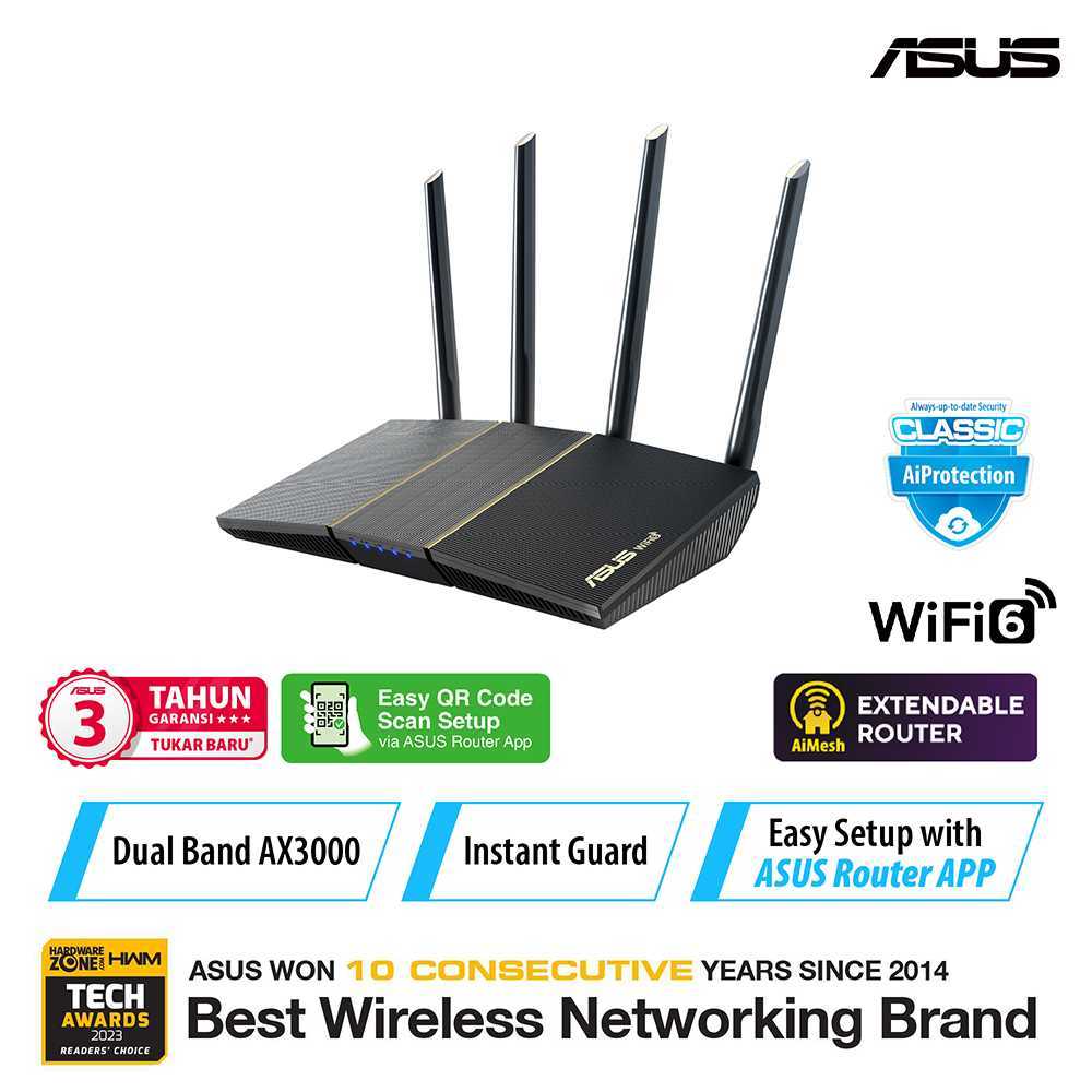 Jual ASUS RT-AX57 Dual Band WiFi 6 AX3000 Wireless Router with AiMesh ...