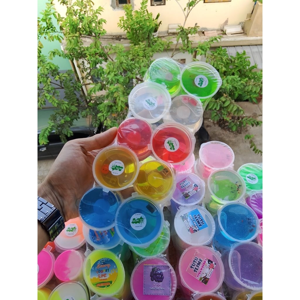 Jual 1pack 10 pcs slime glitter cup 35cc / slem murah / slime jiggly ...