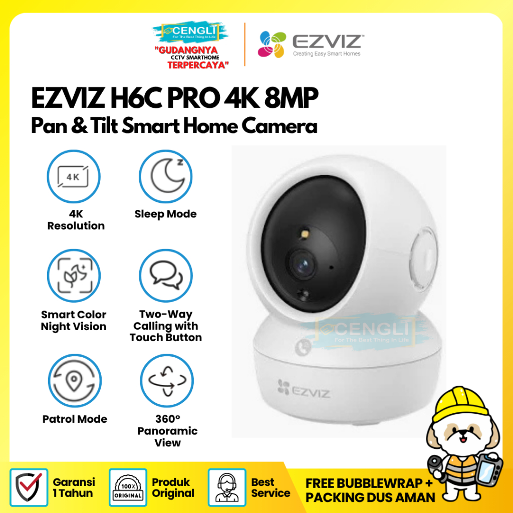 Jual Ipcam Wifi Ezviz Indoor H6C Pro 4K 8MP Pan & Tilt Smart Home ...