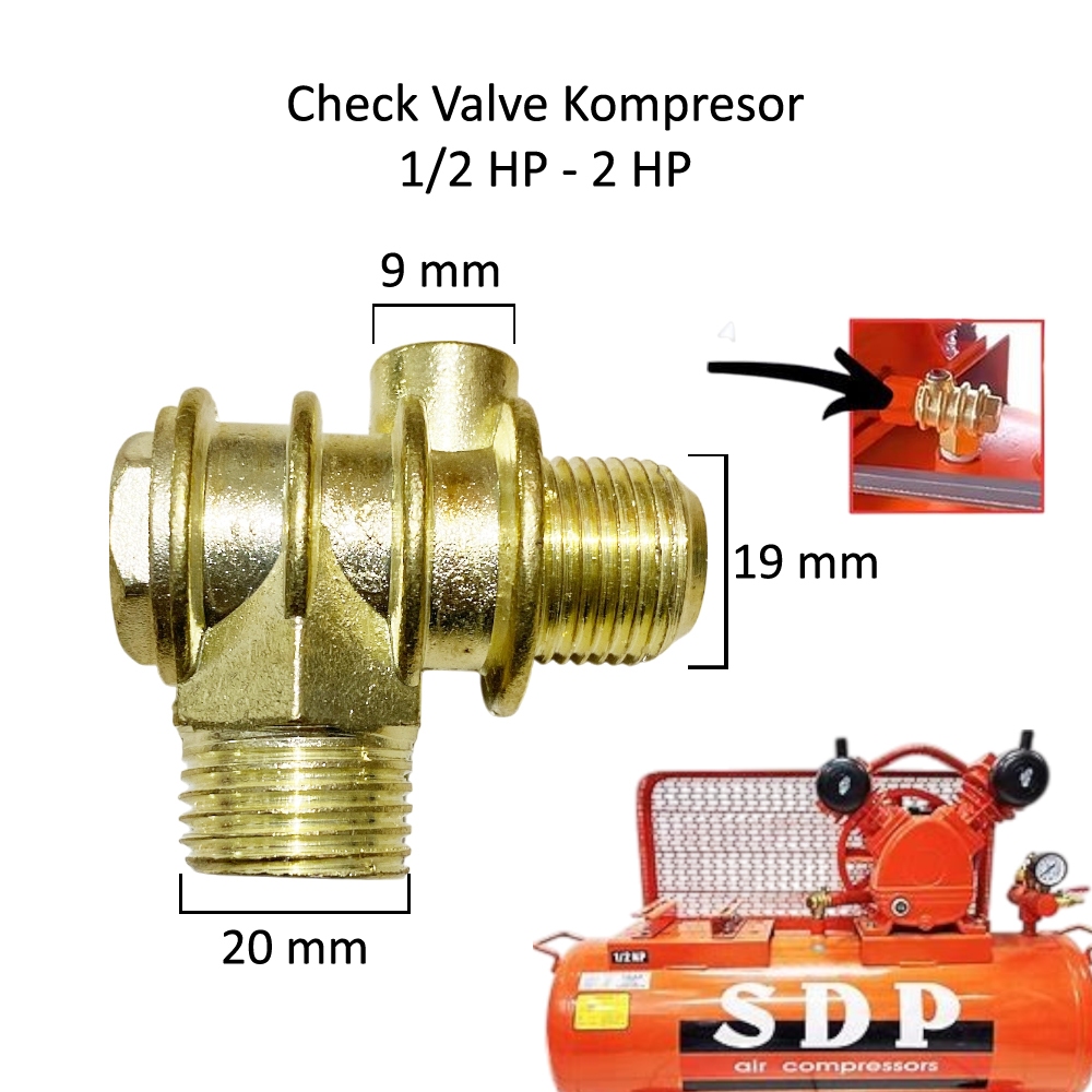 Jual Check Valve Kompresor Angin 1/2 Hp - 2 Hp SDP | Katup Satu Arah ...
