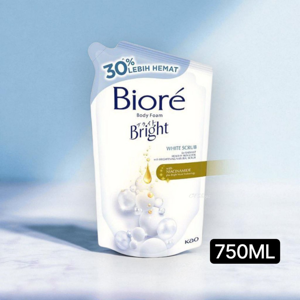 Jual BIORE Body Foam Bright White Scrub Sabun Mandi Refill - 750ml ...