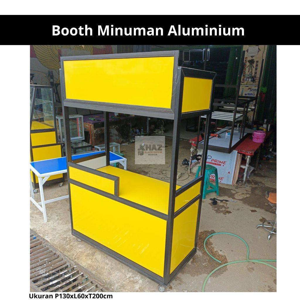 Jual Booth Jualan Minuman Aluminium – Desain Modern, Roda & Meja ...