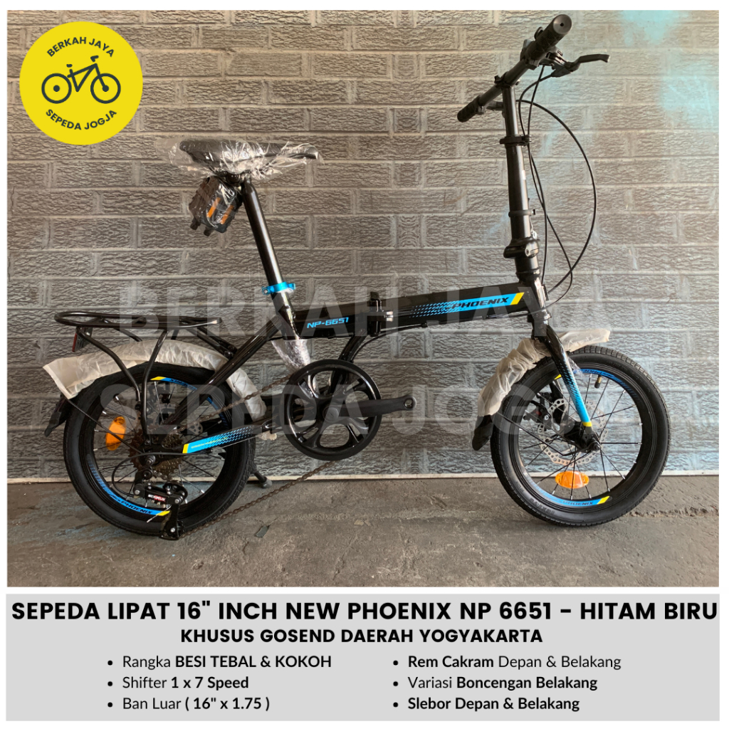 Jual Sepeda Lipat 16 Inch Folding Bike New Phoenix NP 6651 Rem Cakram 7 ...