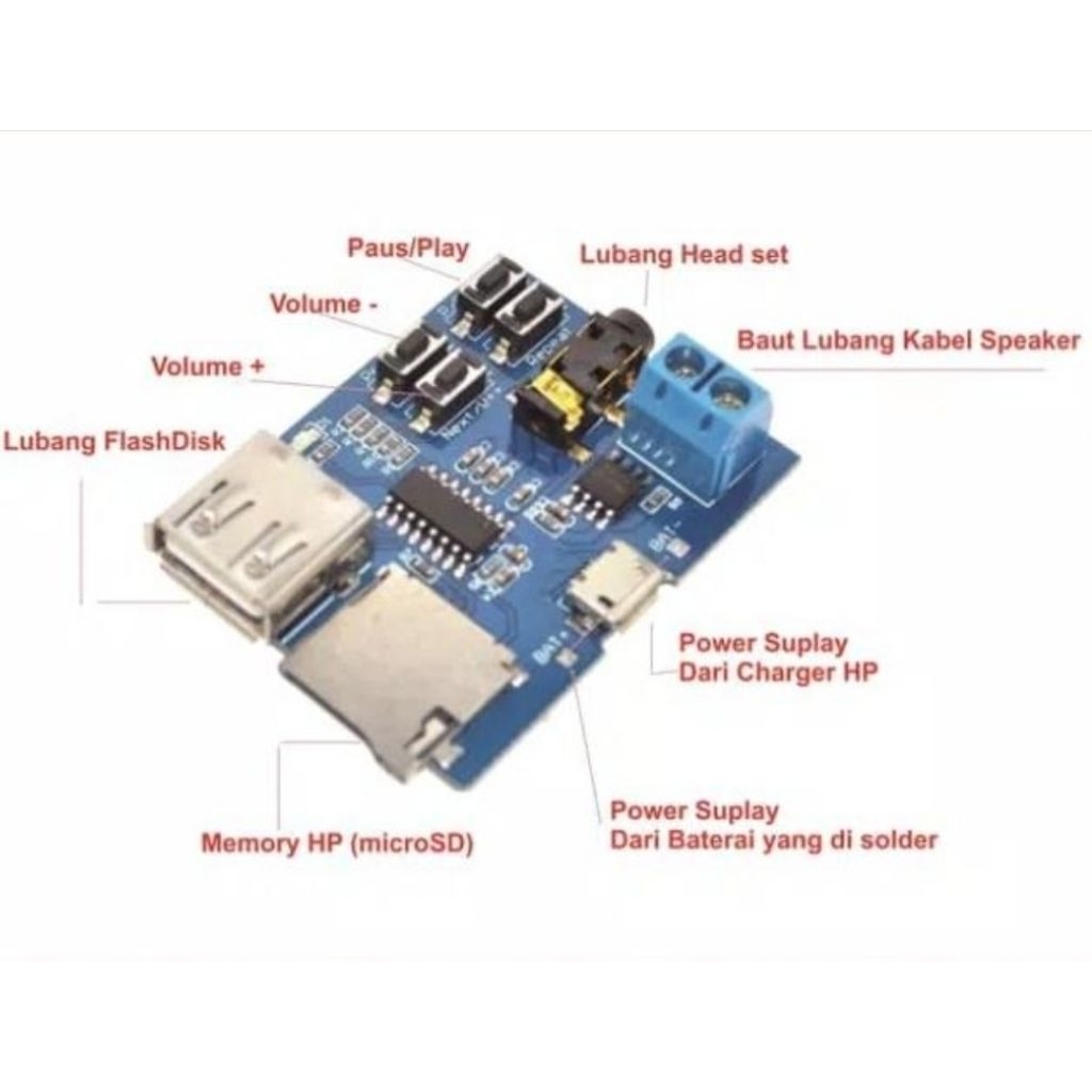 Jual TF CARD U DISK MP3 MODULE DECODER BOARD AMPLIFIER AUDIO PLAYER ...
