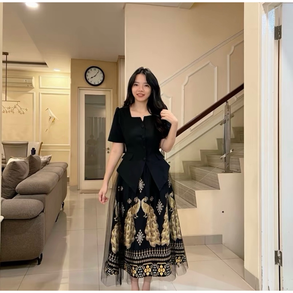 Jual HERFIT Nara one set batik tile midi + set atasan rok batik wanita ...