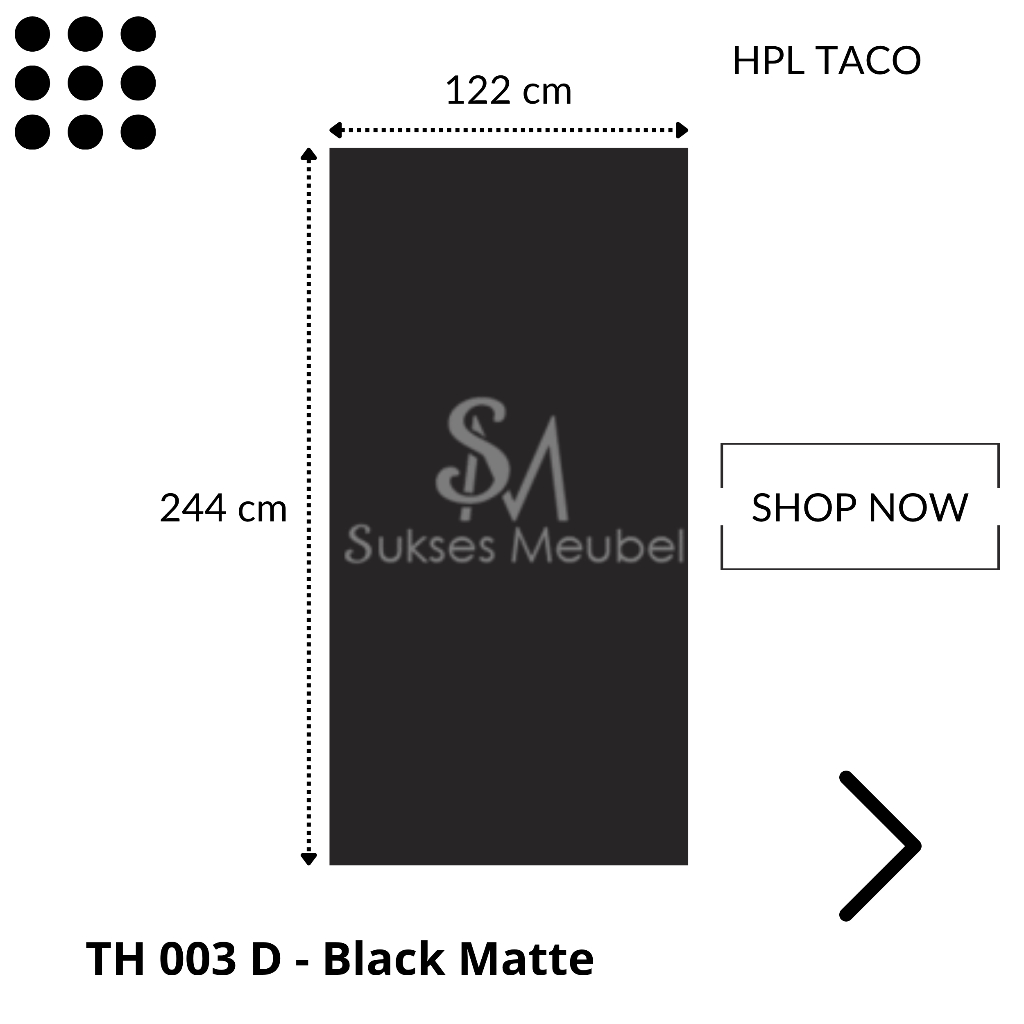 Jual TACO HPL Solid Matte TH 003 D - Black Matte | Per 1 Lembar Ukuran ...
