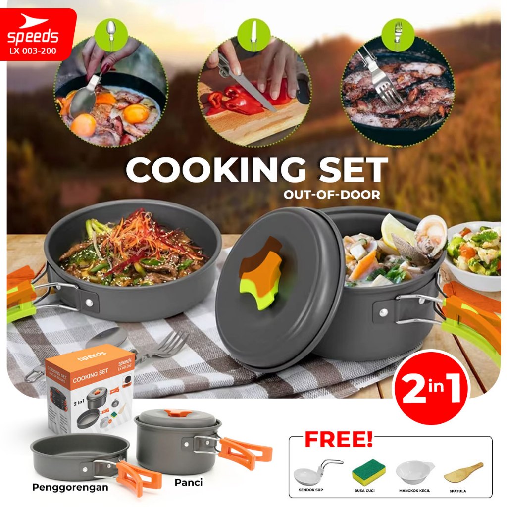 Jual SPEEDS Alat Masak Set Camping Kemah Nesting Portable Cooking Set ...