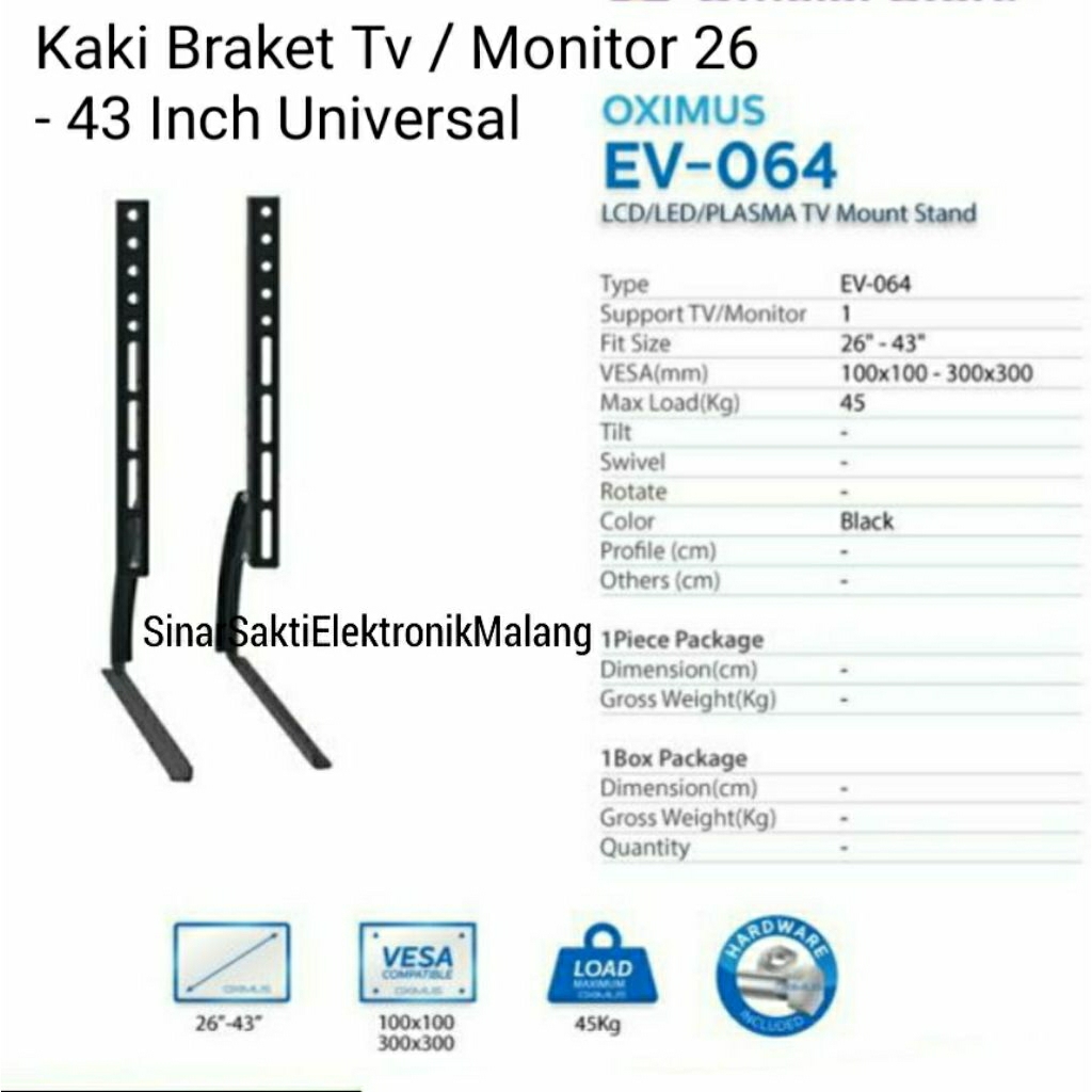 Jual Stand Kaki TV Led Universal Bracket Stand Monitor 26" - 43" 32" 32 ...
