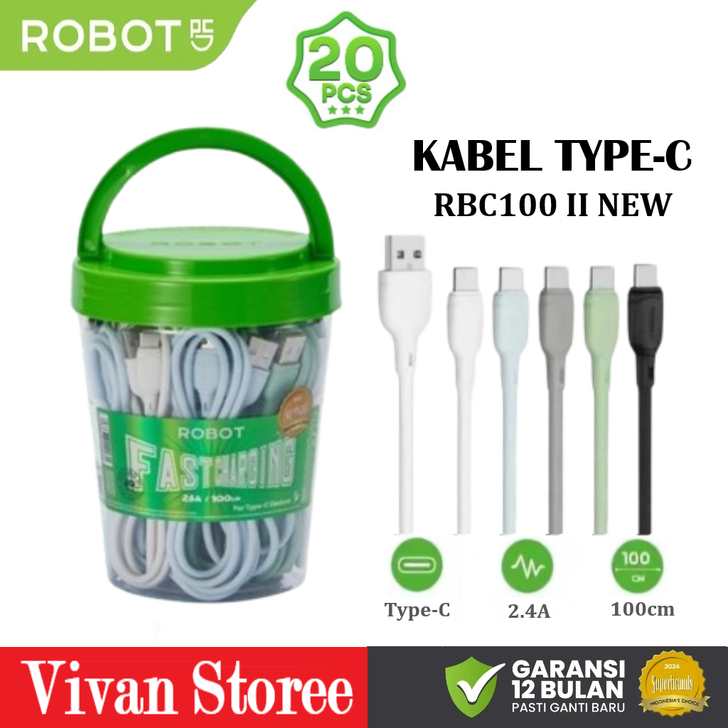Jual Robot Kabel Data RBC100 II NEW Data Cable USB Type-C 2.4A Colorful ...