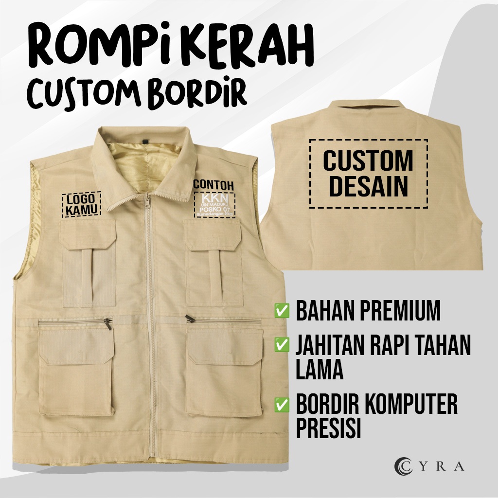 Jual ROMPI KERAH LAPANGAN CUSTOM BORDIR - ROMPI KKN MANCING VEST MOTOR ...