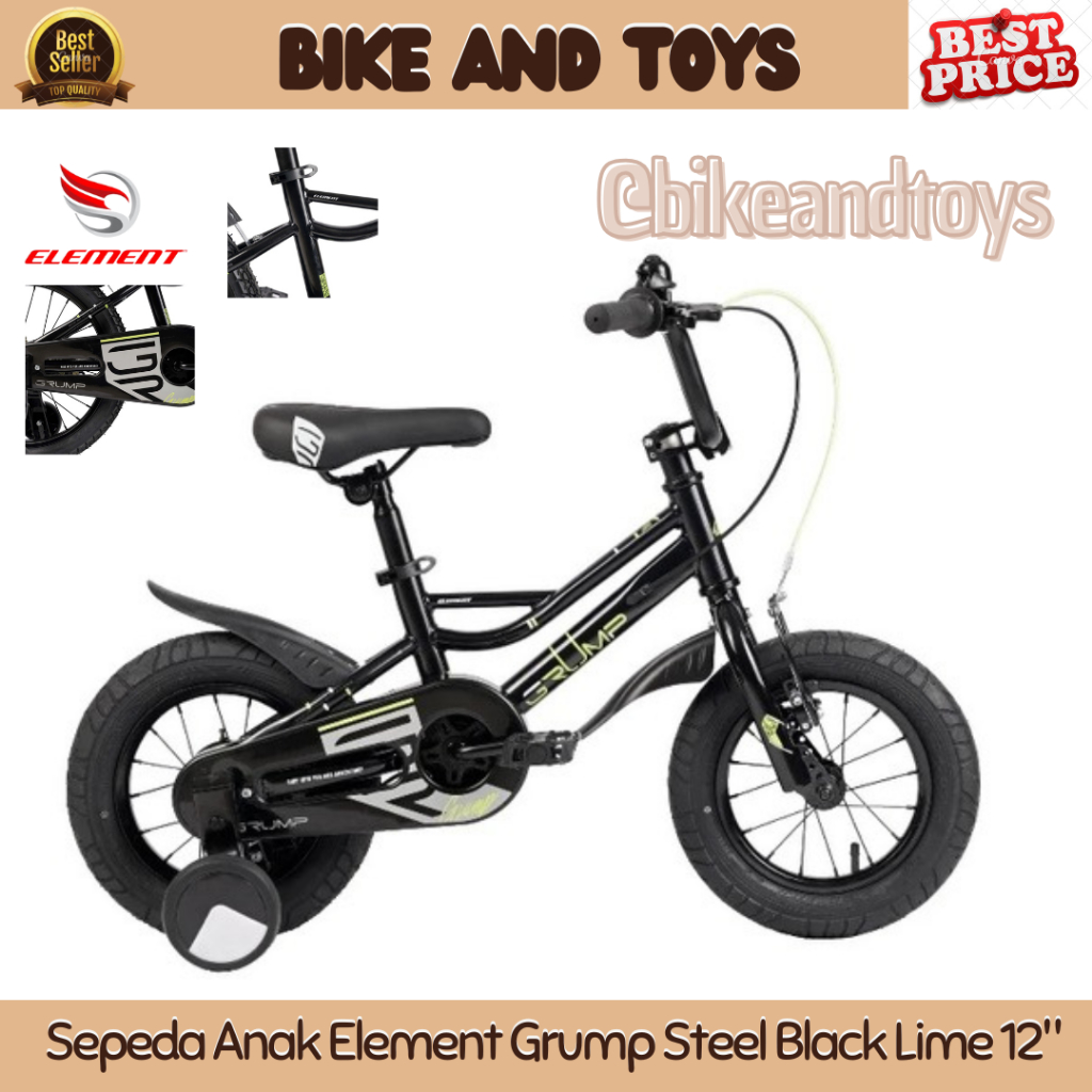 Jual Sepeda Anak Element GRUMP STEEL BLACK LIME 12 / 16 / 18 inc ...