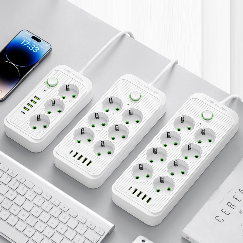 Jual Stop Kontak 3 - 10 Port Anti Panas dengan USB Type C EU Plug / Wireless Charging 10A 110 ...