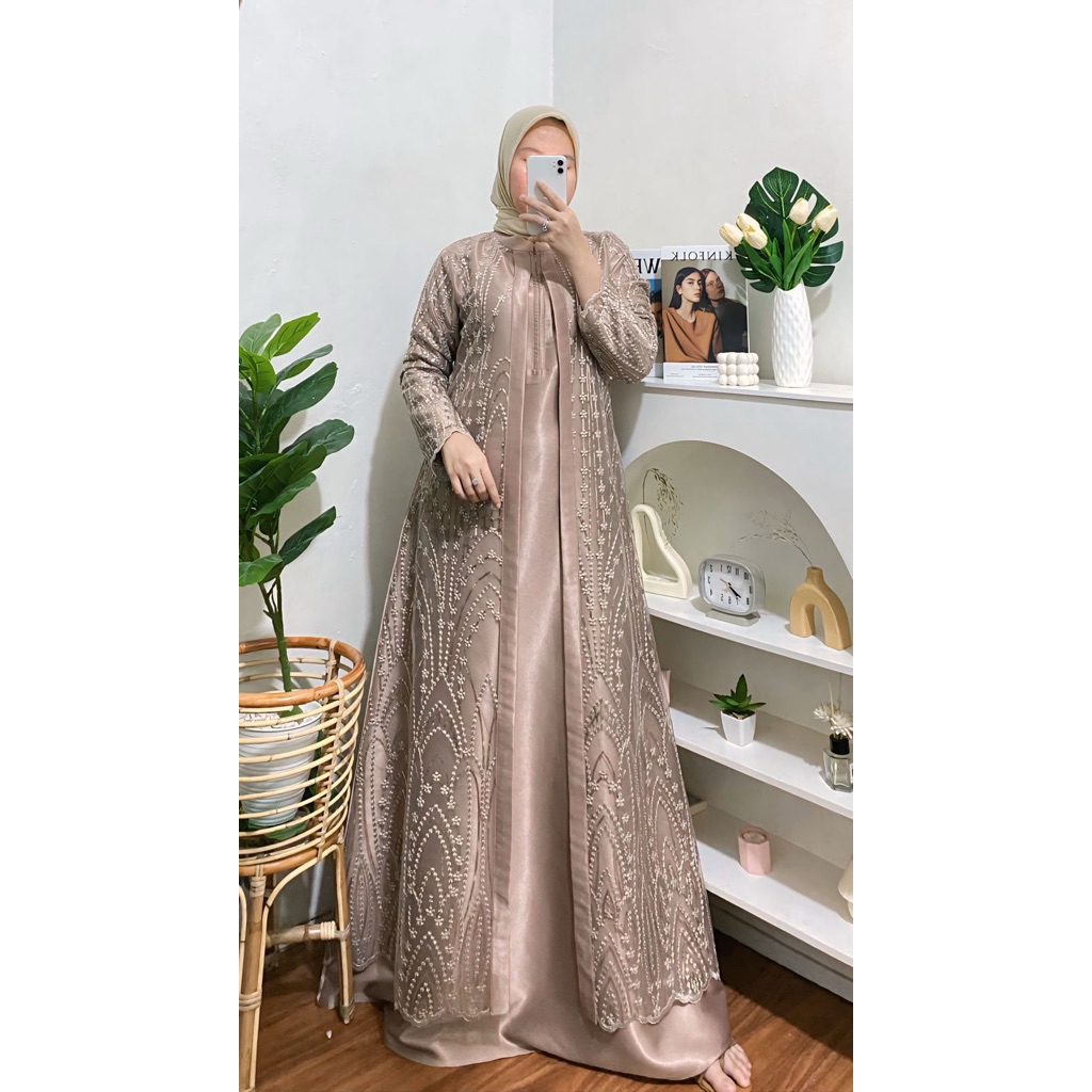 Jual GAMIS PESTA TERBARU TILE SEQUIN SPANGLE MIX Satin Cristal// Gamis ...