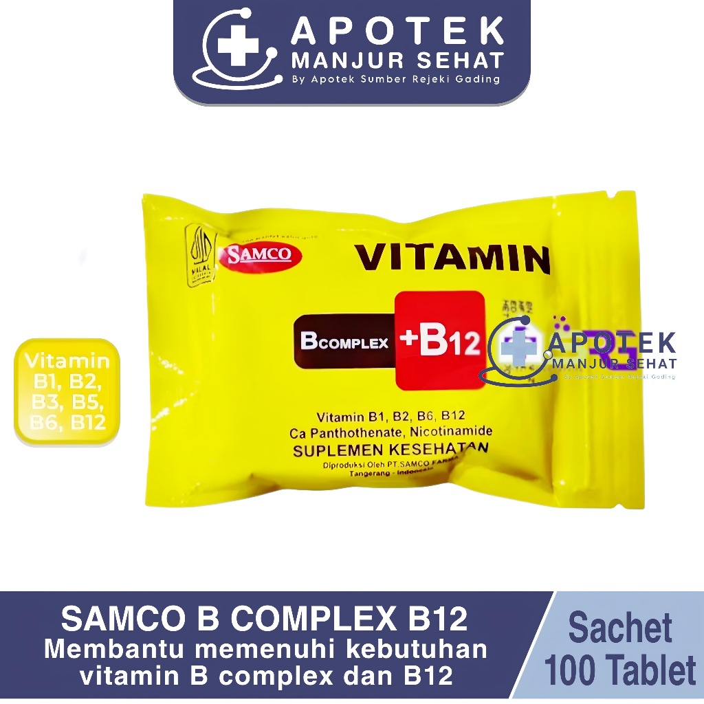 Jual VITAMIN B COMPLEX SAMCO SACHET Vitamin B Complex + B12 isi 100 ...