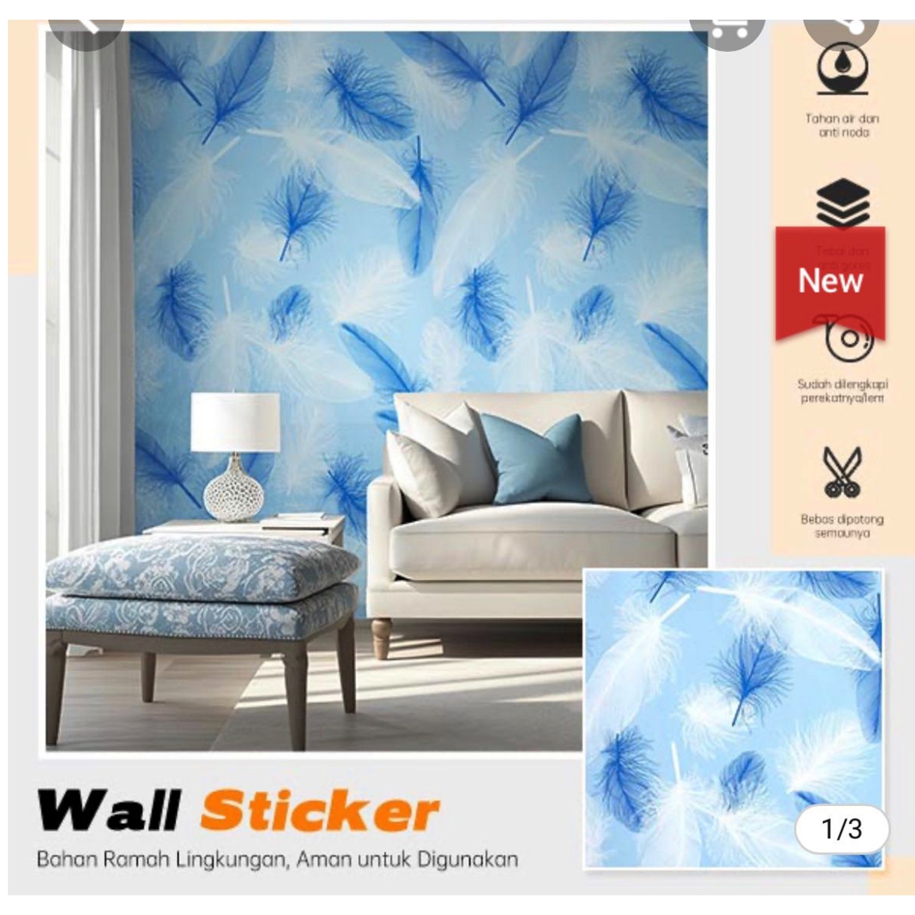 Jual Wallpaper Sticker Dinding Walpaper Stiker Ruang Tamu Walpeper Tembok Kamar Tidur 45cm x 4m ...