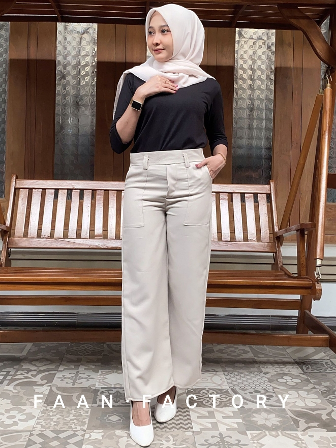 Jual Diora Pants- Celana Panjang Pinggang Tinggi Bahan SemiWol | Shopee ...