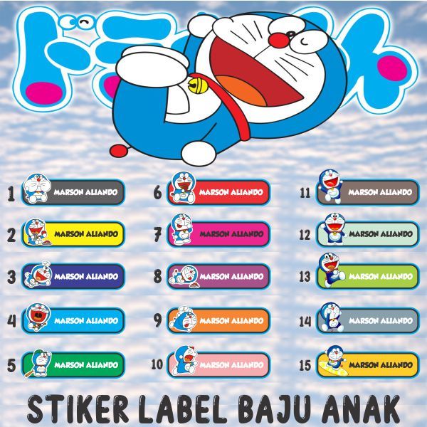 Jual Sticker Sablon Setrika Label Nama Karakter ( DORAEMON ) Anak ...
