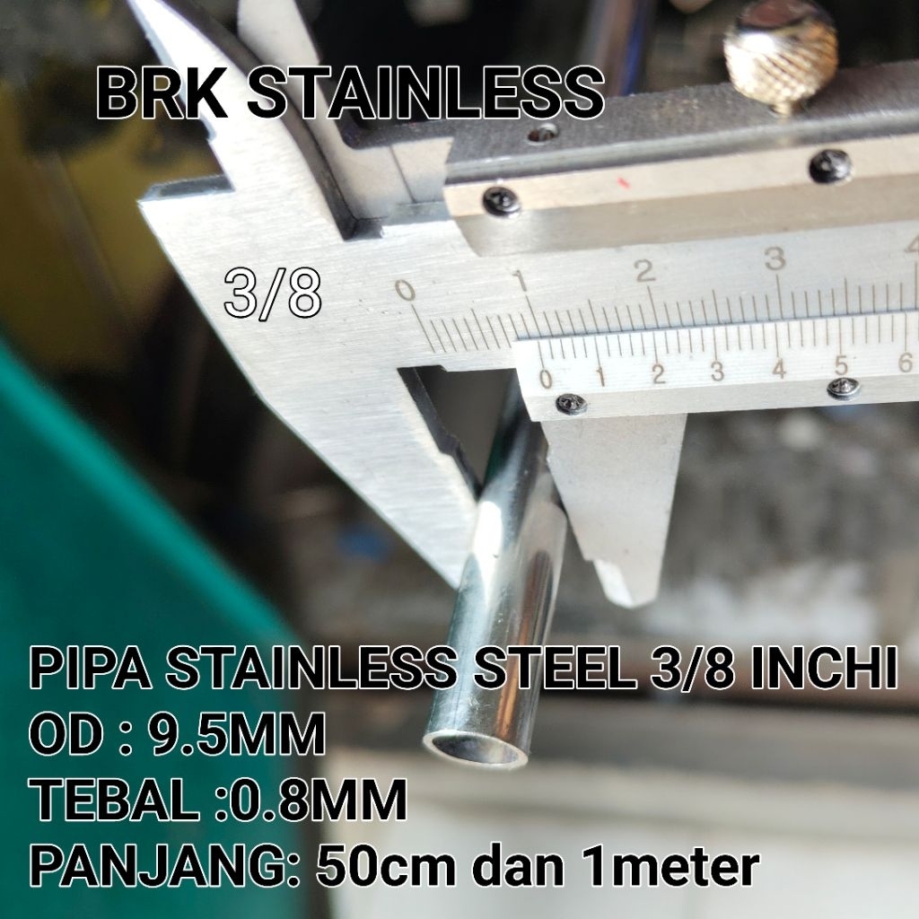 Jual Pipa Stainless Steel 3/8 Inchi Od 9,5 Mm Tebal 0,8 Mm Panjang 50 Cm dan 1 Meter | Shopee ...