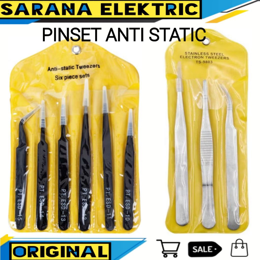 Jual PINSET ANTI STATIC SET 3/4/5/6 VINSET SERBAGUNA STAINLEES TWEZEERS ...