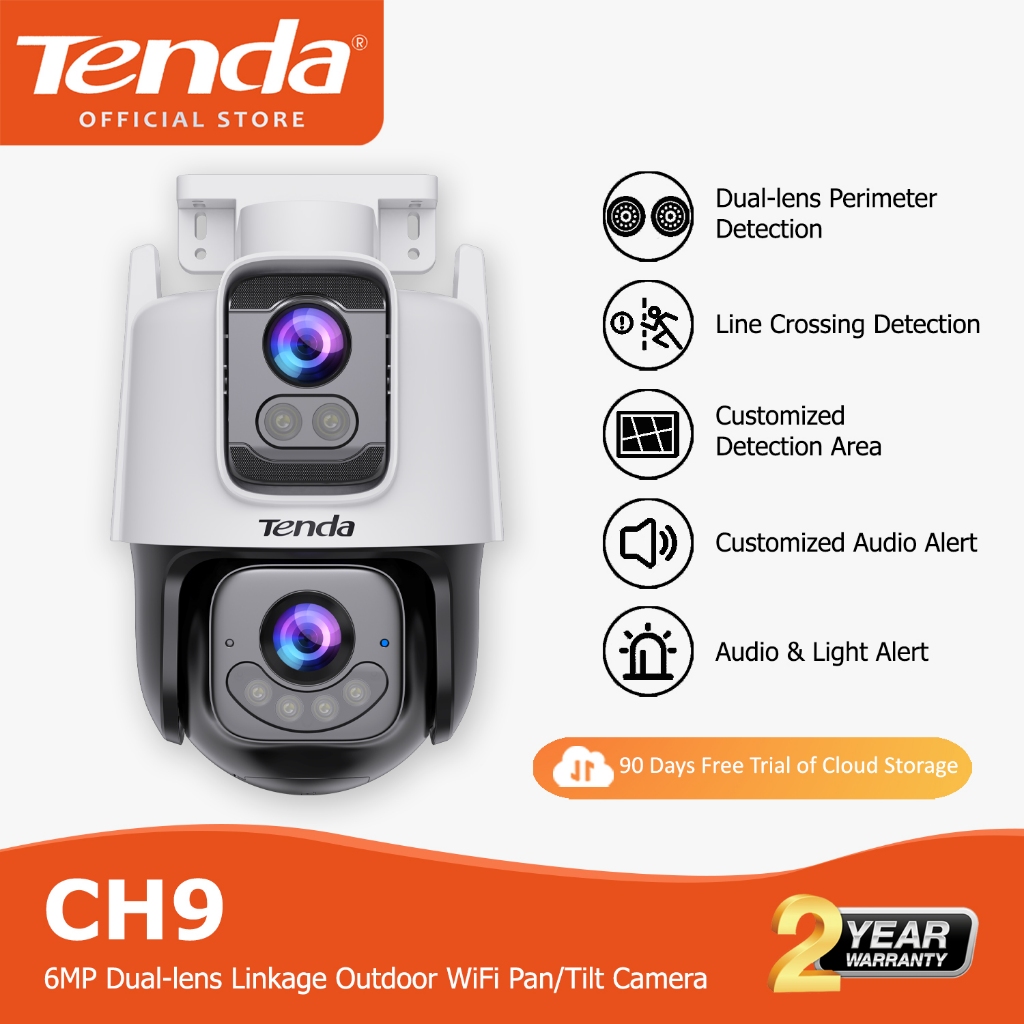 Jual Tenda CH9 Outdoor Security Dual Lens Wi-Fi PTZ CCTV Camera 6MP ...
