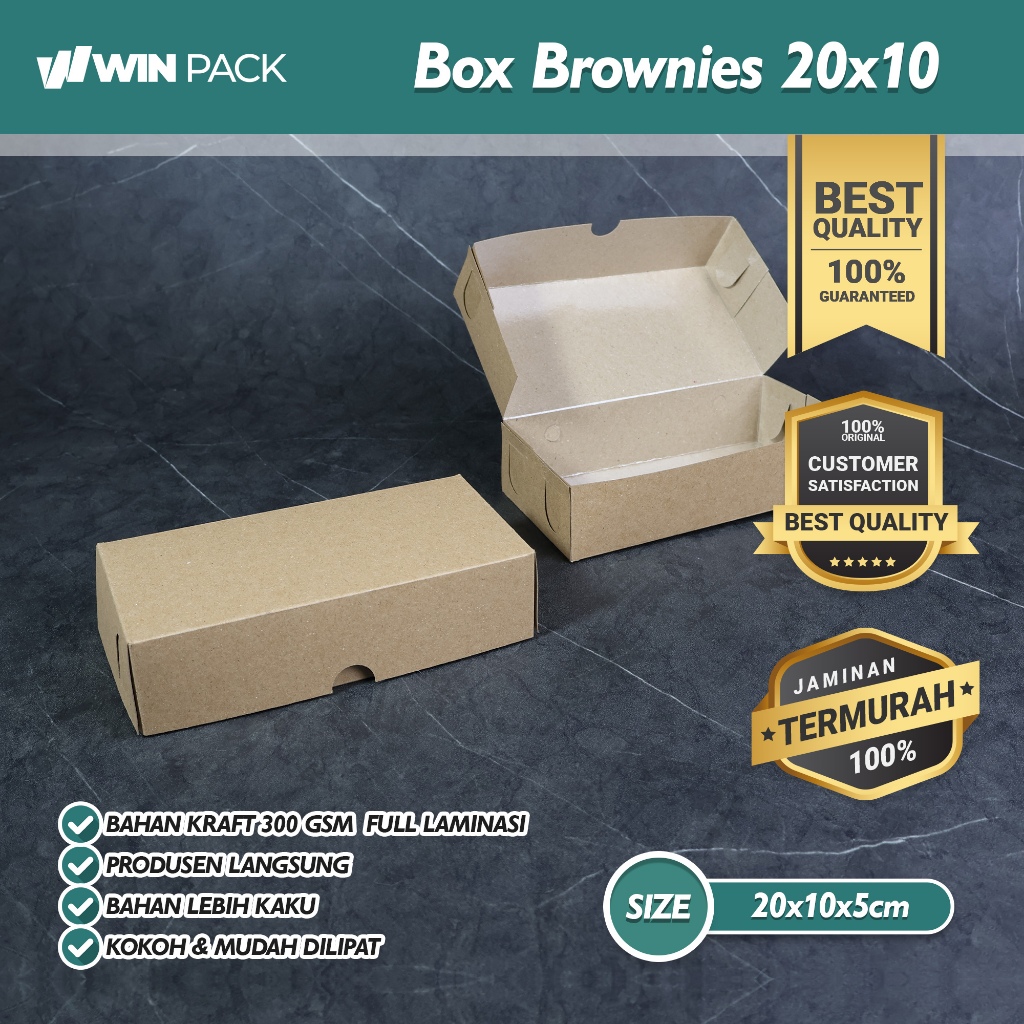 Jual (25 Pcs) Dus Box Brownies Laminasi 20x10x5 | Box Dus Donat ...