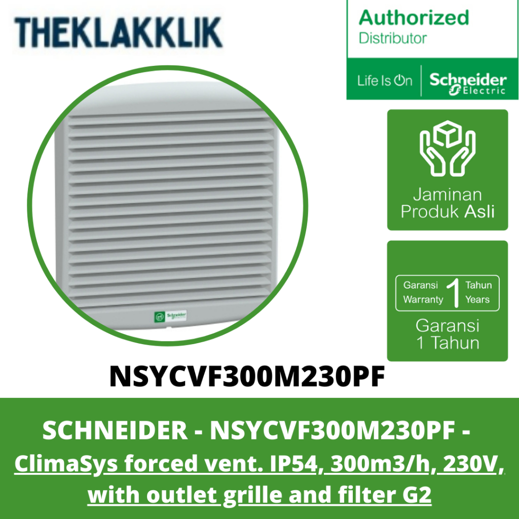 Jual SCHNEIDER - NSYCVF300M230PF - ClimaSys forced vent. IP54, 300m3/h ...