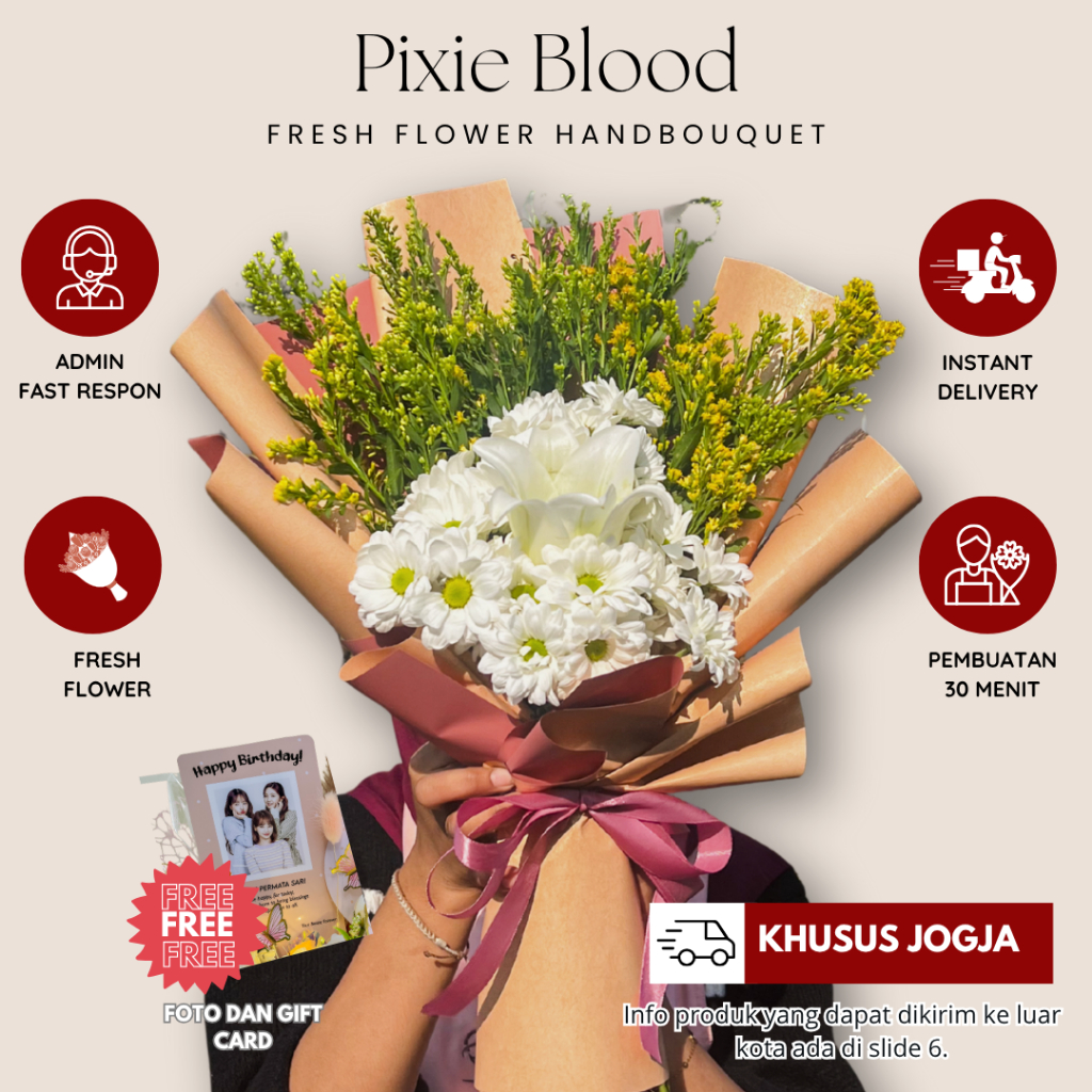 Jual Fresh Hand Bouquet Jogja Buket Bunga Segar Asli Kado Hadiah Wisuda ...