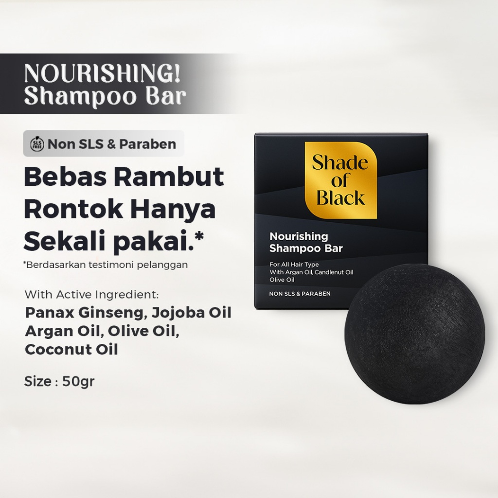 Jual Shampoo Bar Non SLS Shade Of Black Vitamin Rambut Rontok Ginseng ...