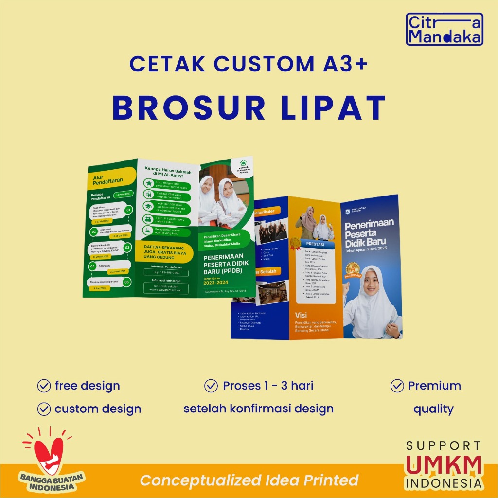Jual Cetak Brosur Lipat Art Paper Promosi Print Leaflet HVS A3 | Shopee Indonesia