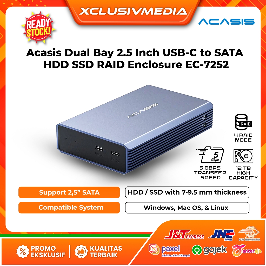 Jual Acasis Dual Bay 2.5 Inch USB-C to SATA HDD SSD RAID Enclosure EC ...
